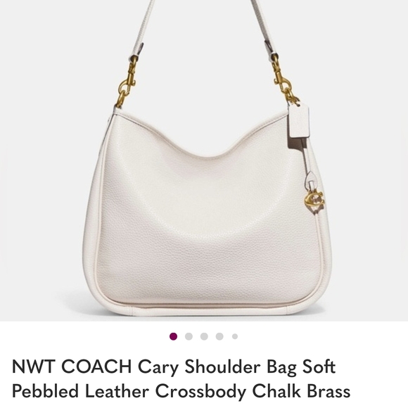 Coach | Bags | Coach Chalk Leather Shoulder Bag With Brass Accents ...